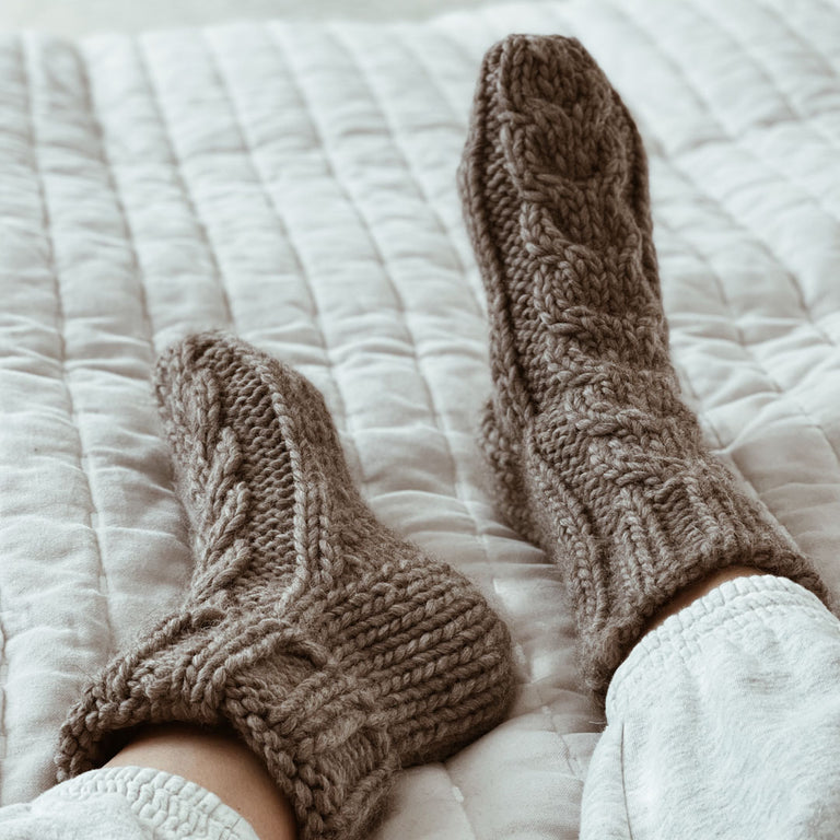 Chunky Comfort Hearth Socks Pattern knit in &Make Super Bulky – The ...