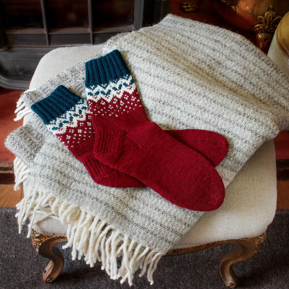 Festive Mistletoe Socks Pattern – The Fibre Co.